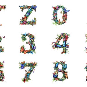 Butterfly Garden Alphabet PNG – 36 Letters & Numbers | Blacklight, High ...