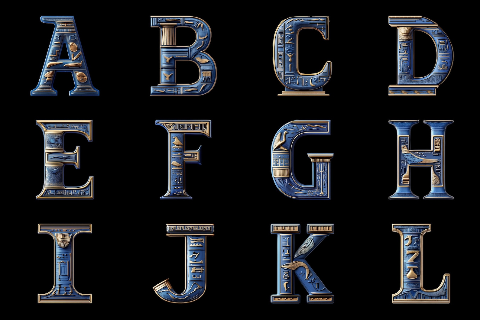 Egyptian Hieroglyphics Alphabet PNG – 36 Letters & Numbers | High-res ...