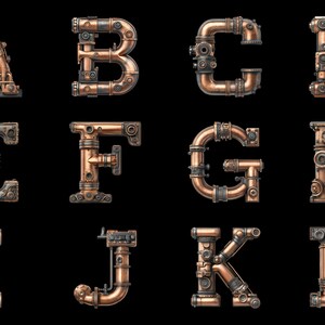 Industrial Copper Alphabet PNG – 36 Letters & Numbers | High-res ...
