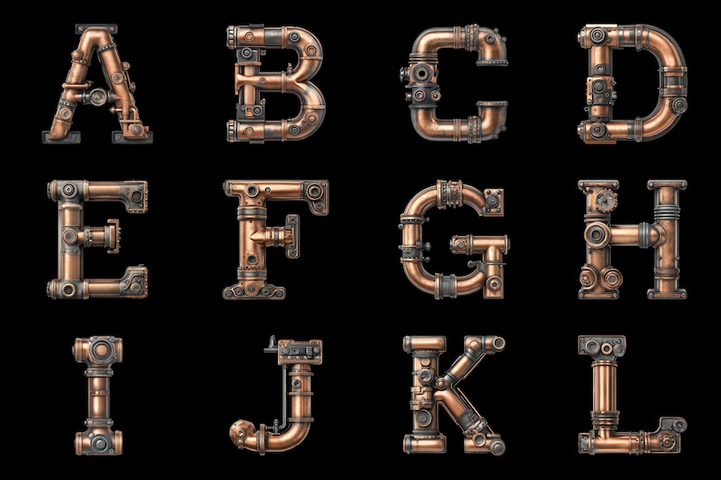 Industrial Copper Alphabet PNG – 36 Letters & Numbers | High-res ...