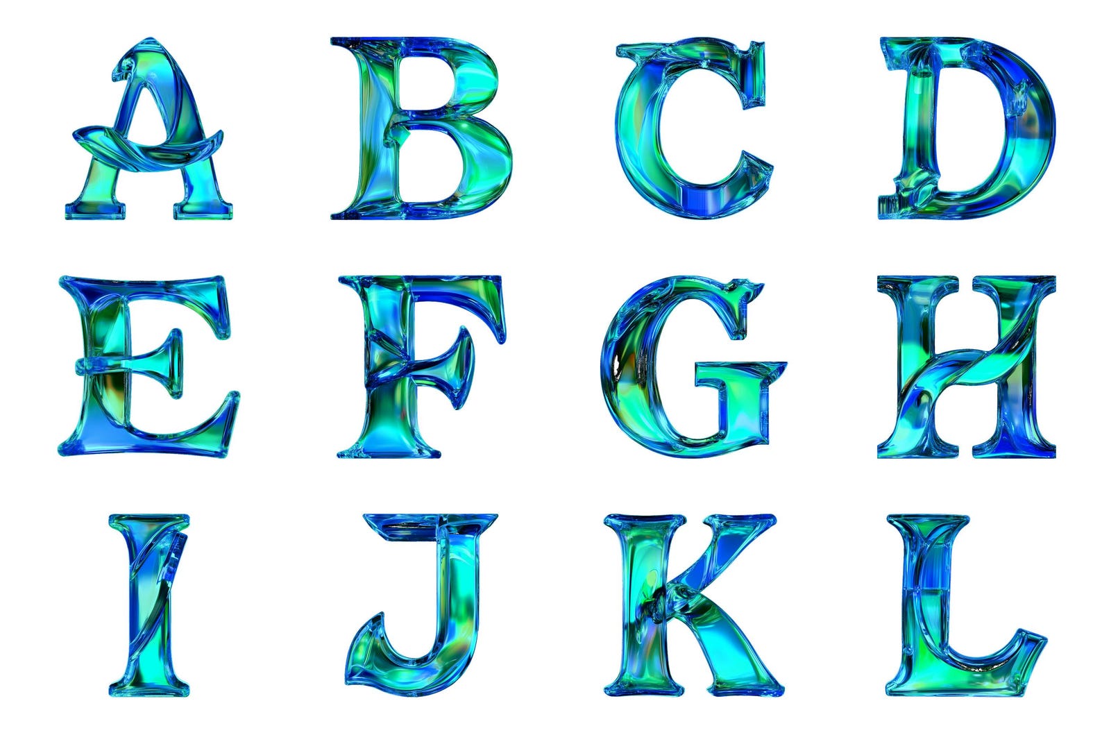 Algae Glass Alphabet PNG – 36 Letters & Numbers | High-res, Transparent ...