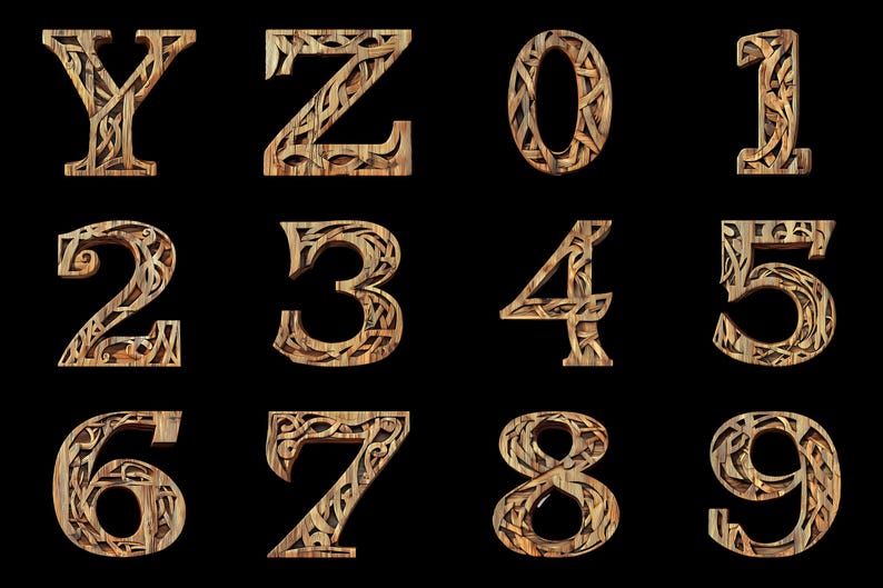 Celtic Rune Alphabet Font PNG – 36 Letters & Numbers | High-res ...