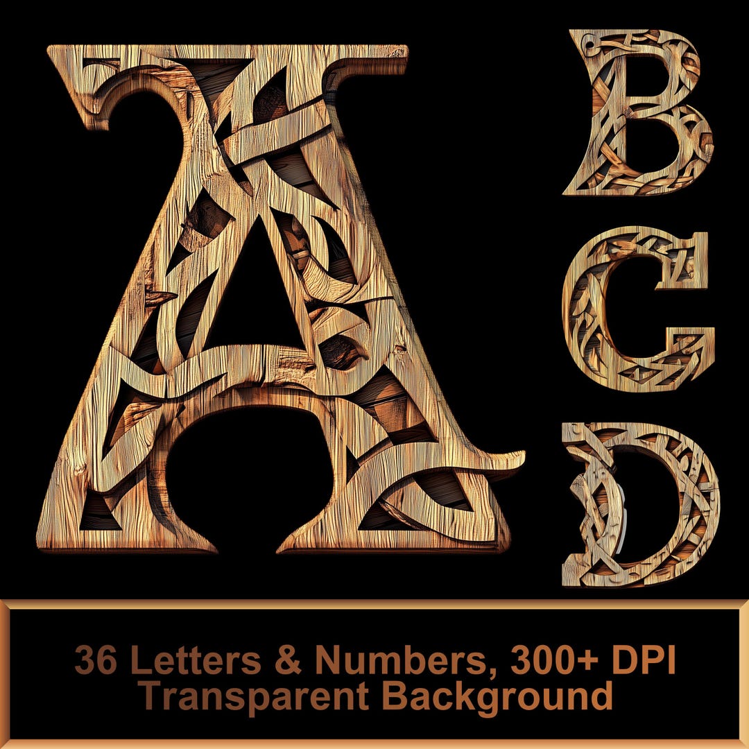 Celtic Rune Alphabet Font PNG – 36 Letters & Numbers | High-res ...