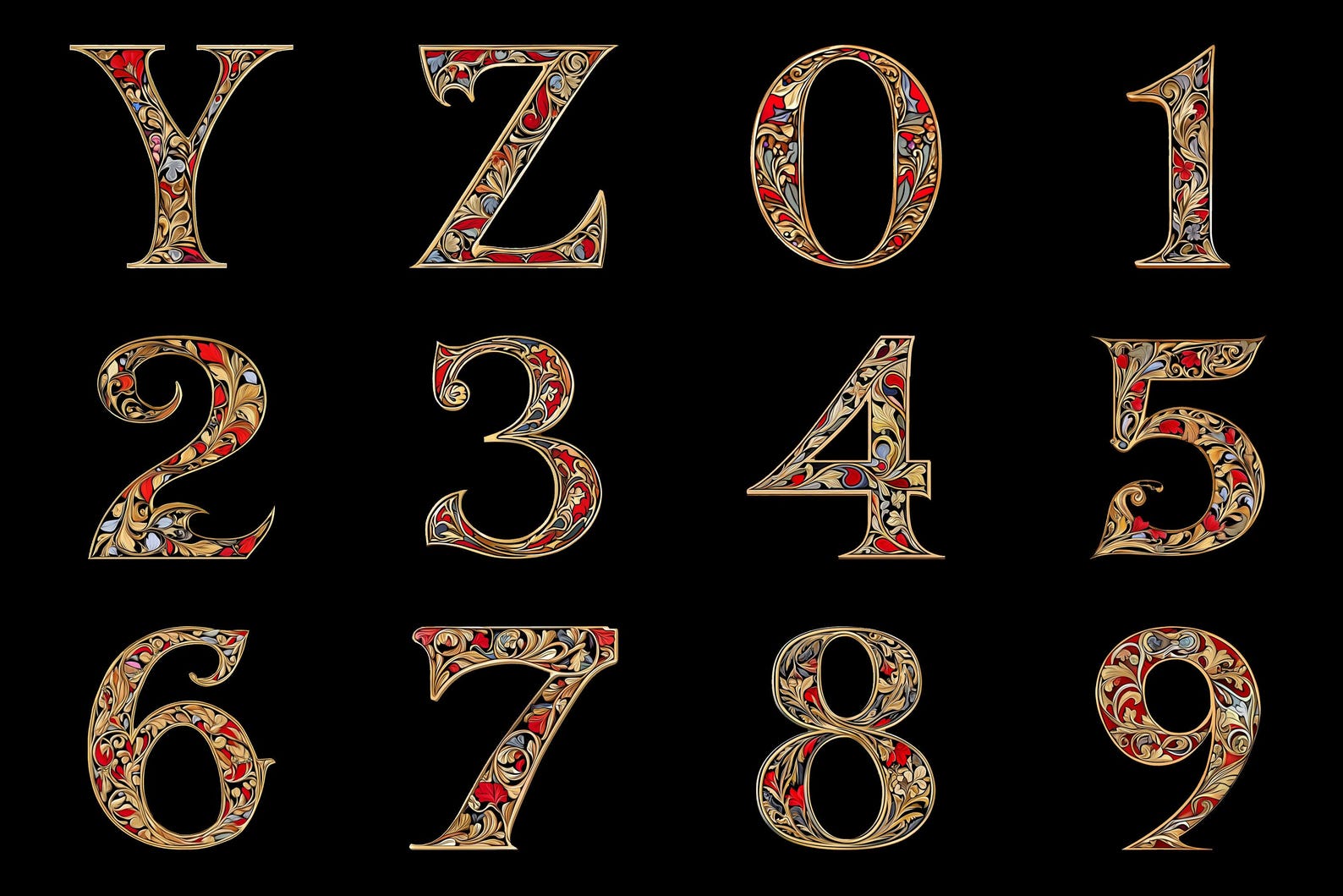 Byzantine Alphabet PNG – 36 Letters & Numbers | High-res, Transparent ...