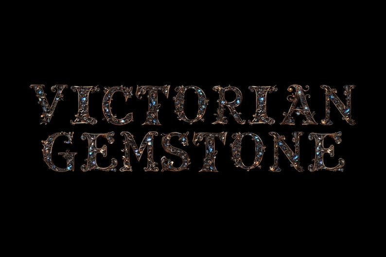 Victorian Gemstone Alphabet – Elegant Font, 36 Letters & Numbers ...