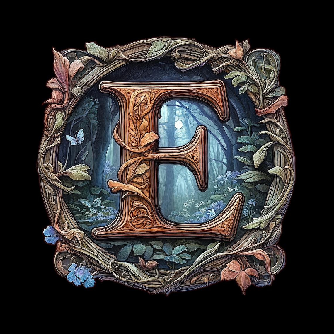 Elven Forest Alphabet PNG – 36 Letters & Numbers | Fantasy Font, High ...