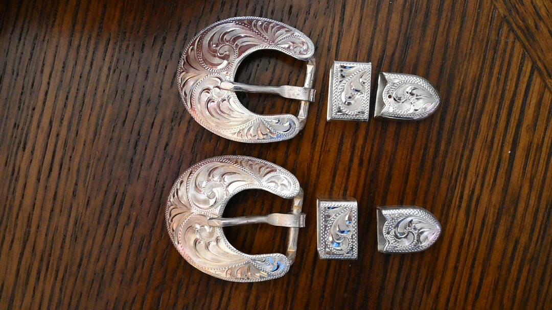 Western Style 3 Piece Set Buckle Keeper Loop & Tip Silver Plated - Etsy