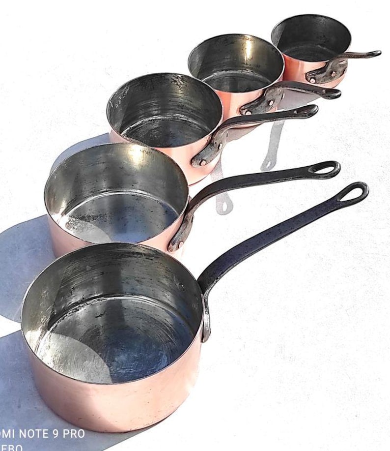 Vintage French Copper Cookware Set, Tin Lined Pans, Iron Handles - Etsy