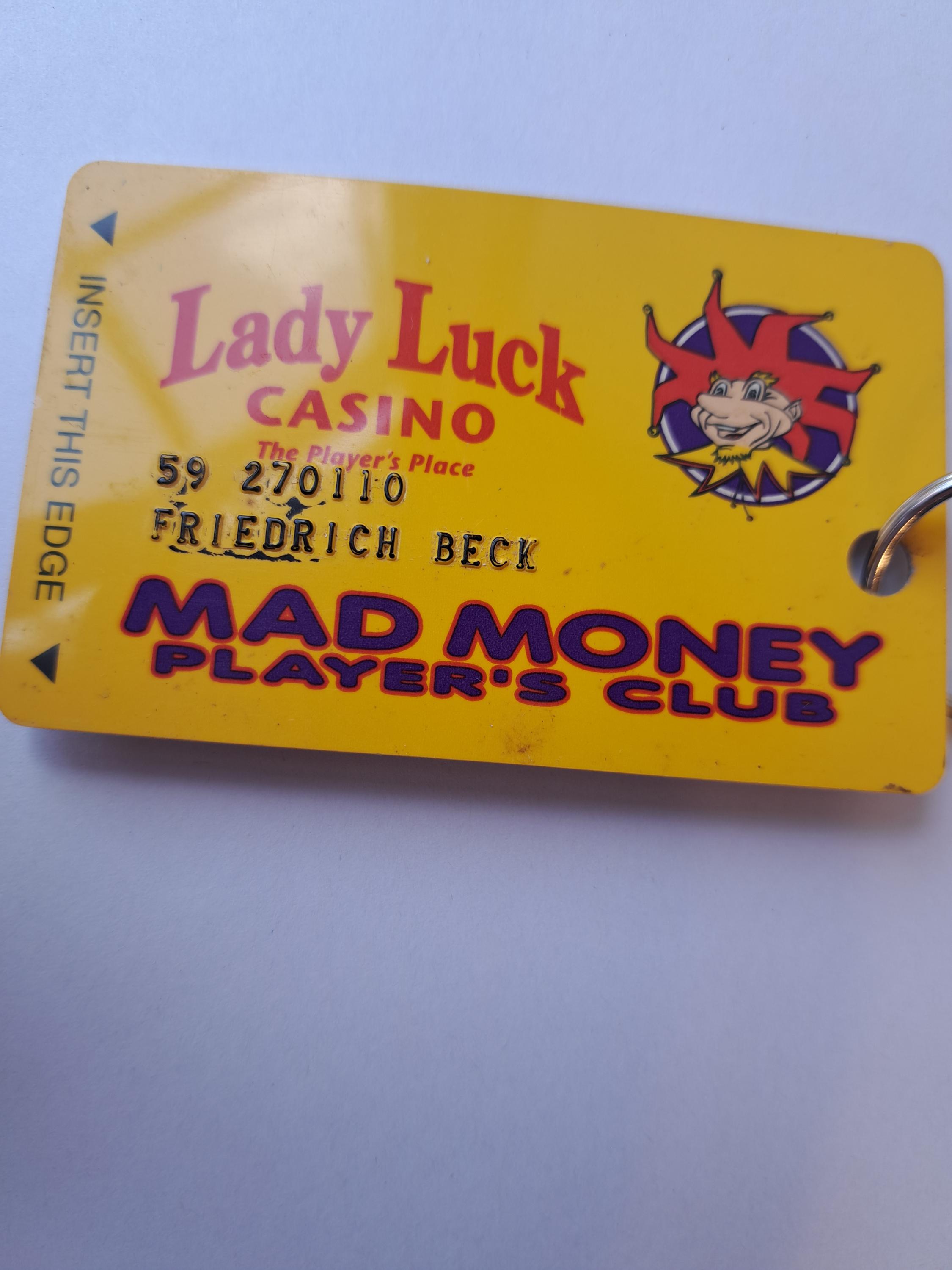 Vintage Las Vegas Lady Luck Casino Mad Money Jester Keychain and Card ...
