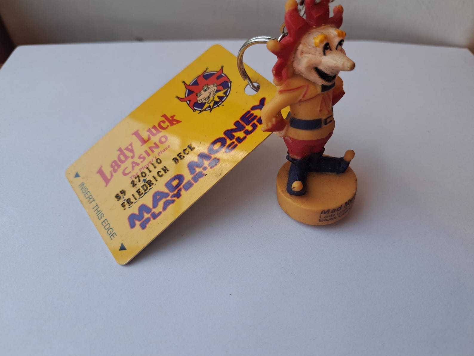 Vintage Las Vegas Lady Luck Casino Mad Money Jester Keychain and Card ...