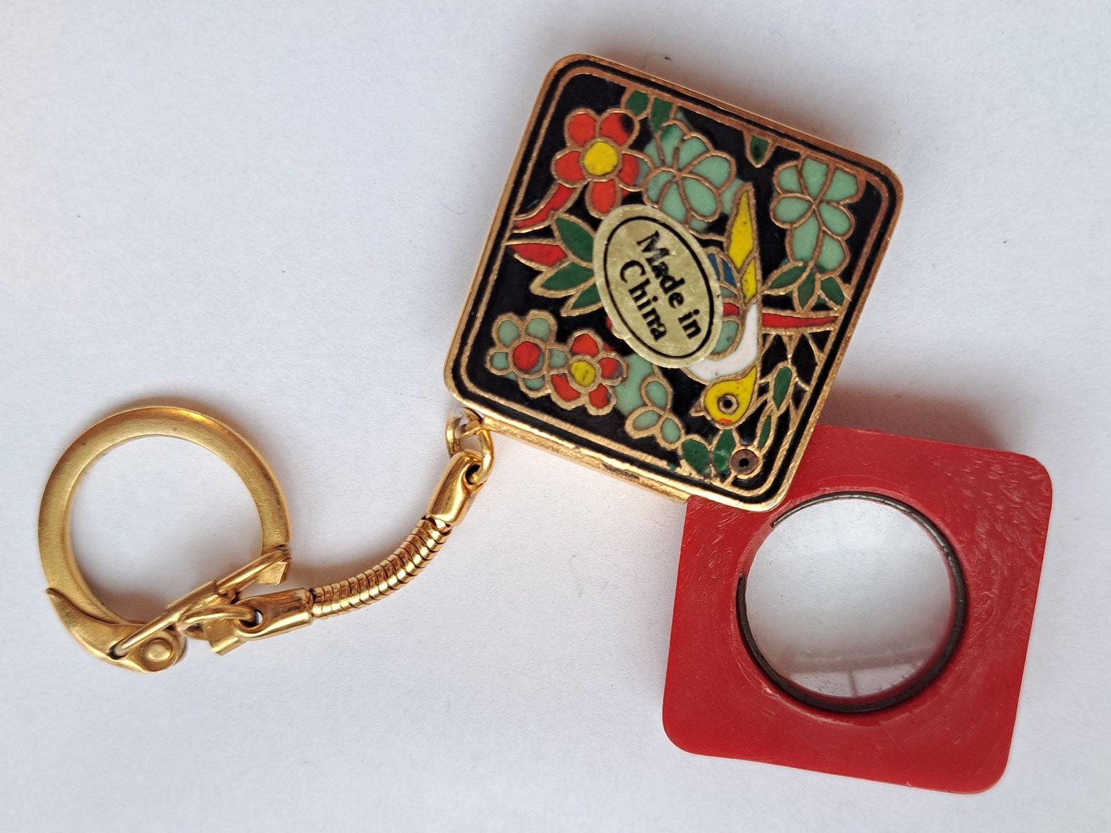 Vintage Japanese Hidden Magnifying Glass Keychain Gold - Etsy