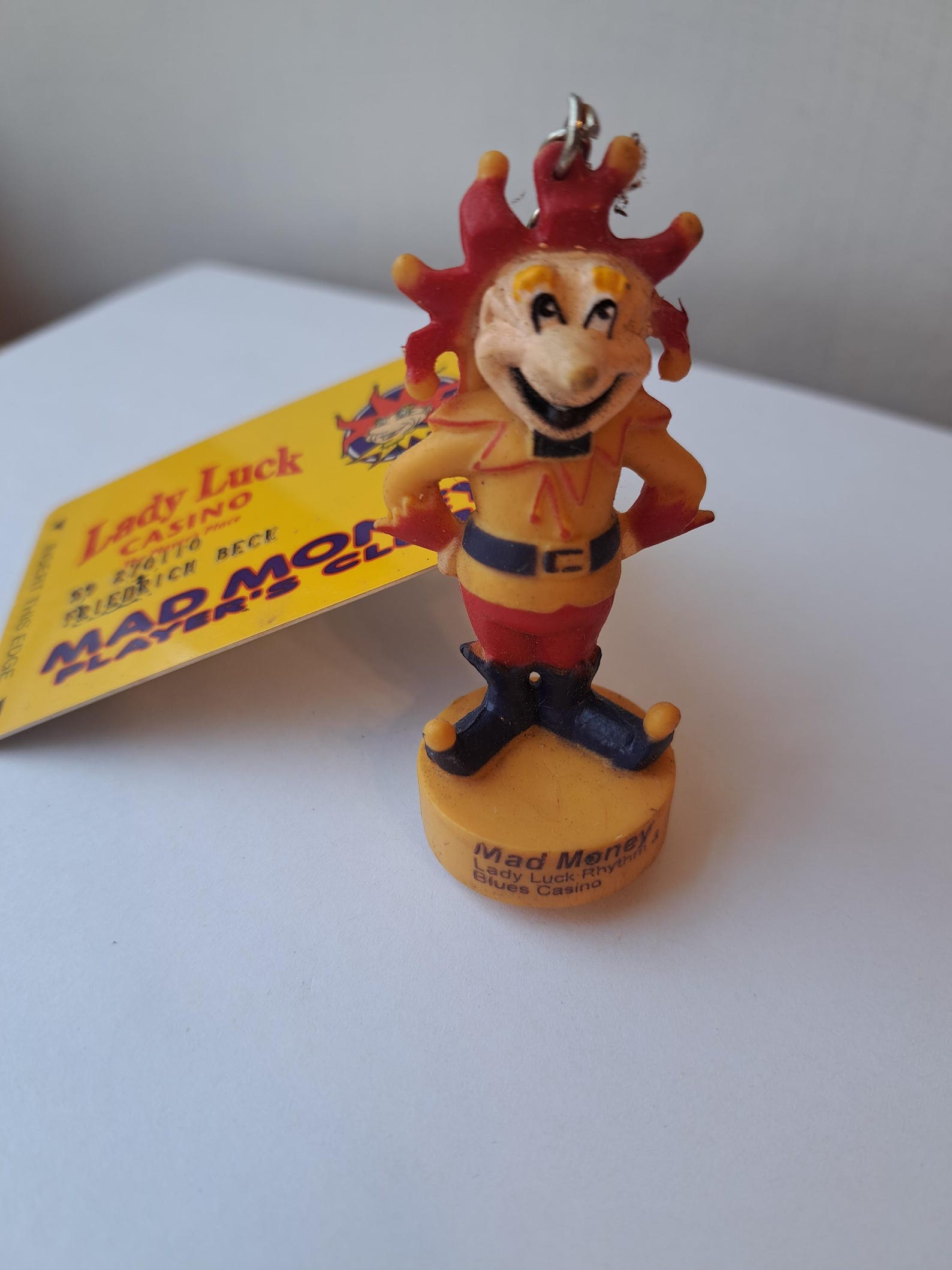 Vintage Las Vegas Lady Luck Casino Mad Money Jester Keychain and Card ...