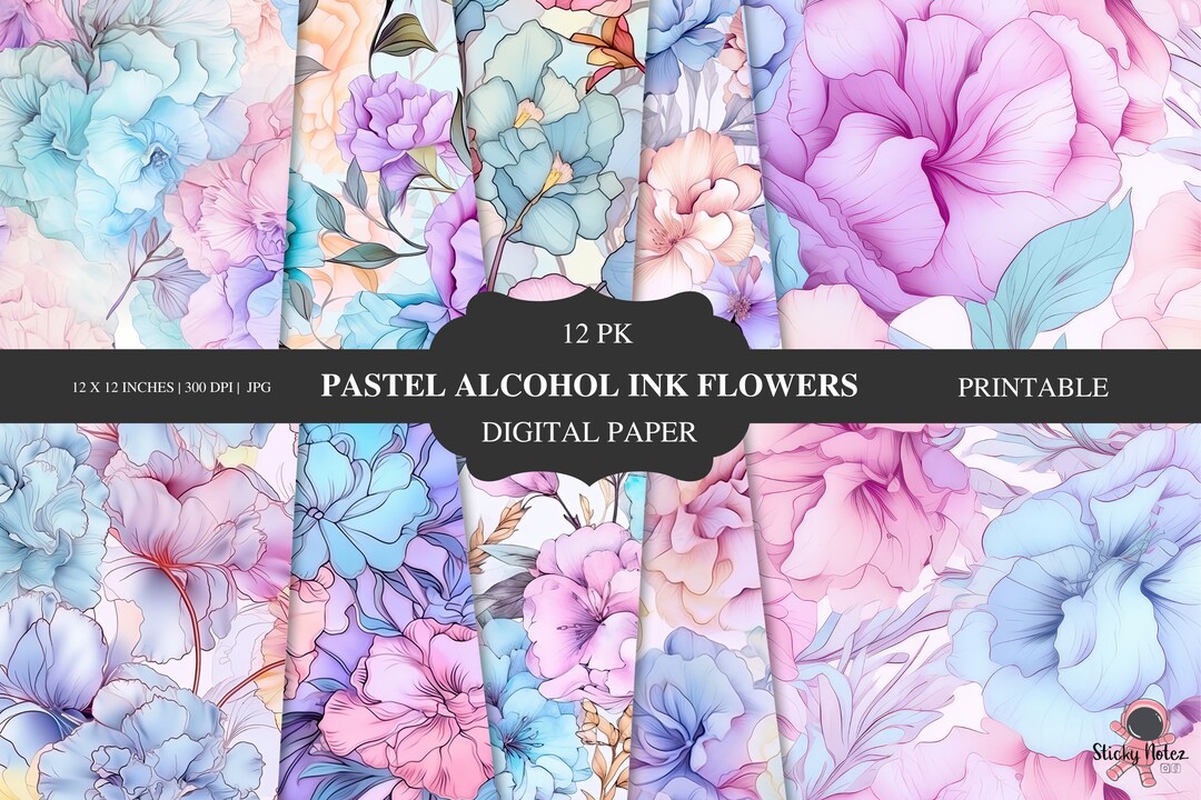 Pastel Alcohol Ink Flowers | Printable Journal Pages | Scrapbooking ...