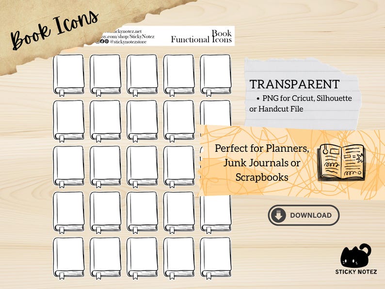Book Icon Printable Stickers for Planners & Journals | Functional ...