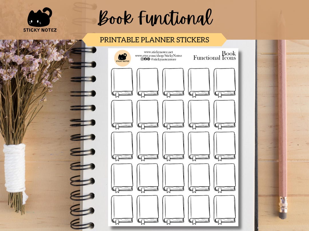 Book Icon Printable Stickers for Planners & Journals | Functional ...