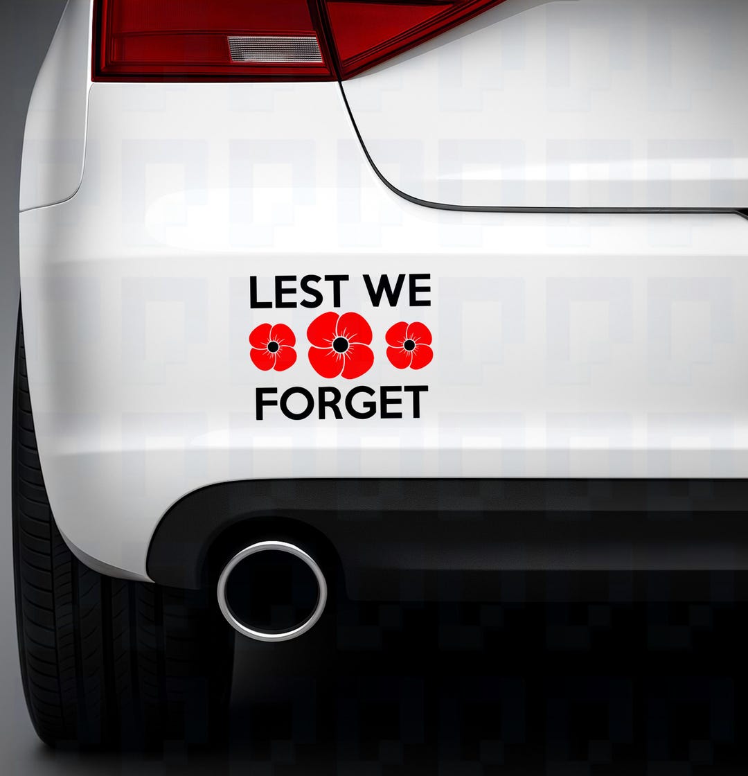 Lest We Forget Triple Poppy Bumper Sticker – Memorial Vinyl Decal for ...