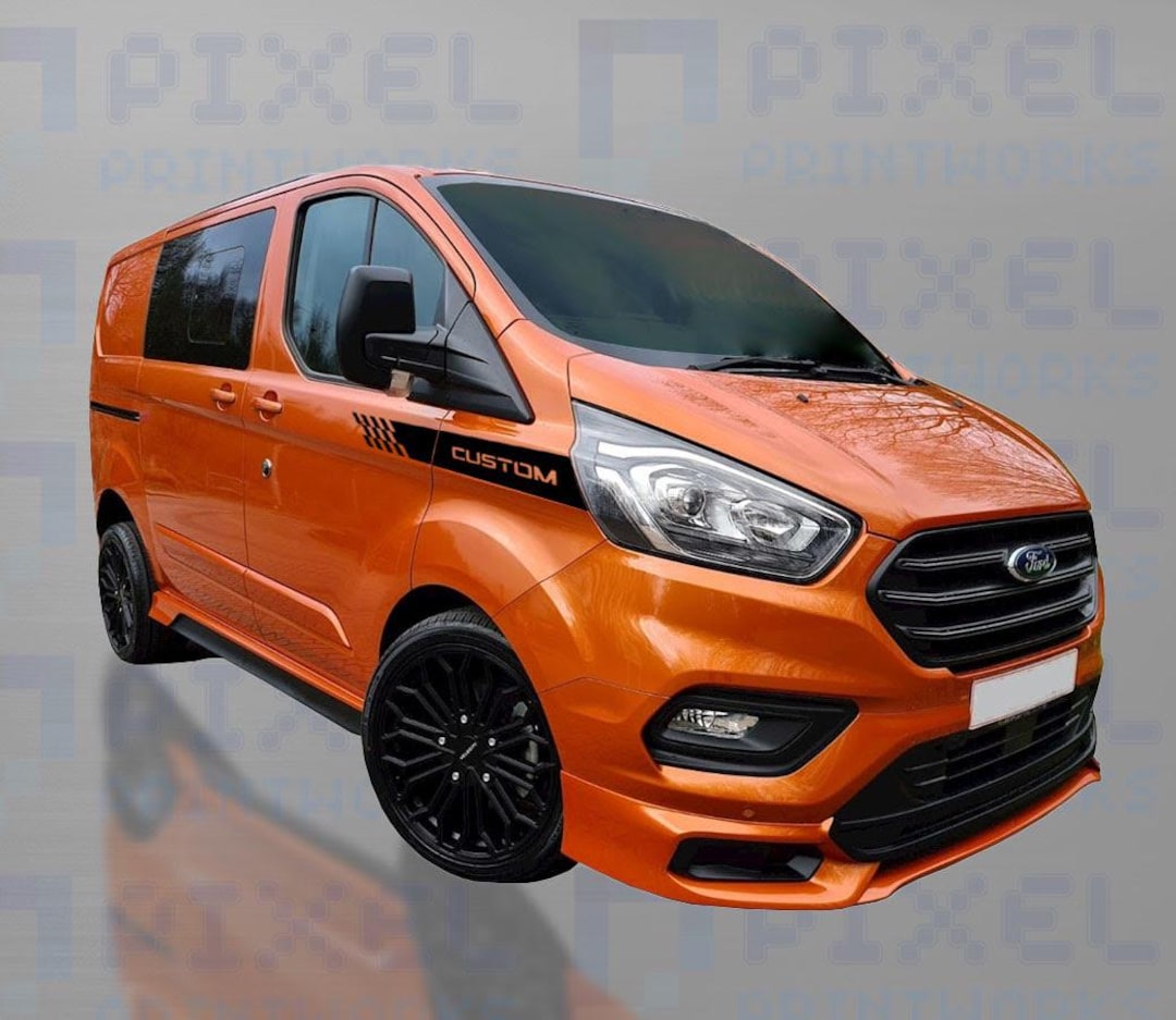 Ford Transit Custom MK8 Front Panel Stripe Decal – CUSTOM Text With ...