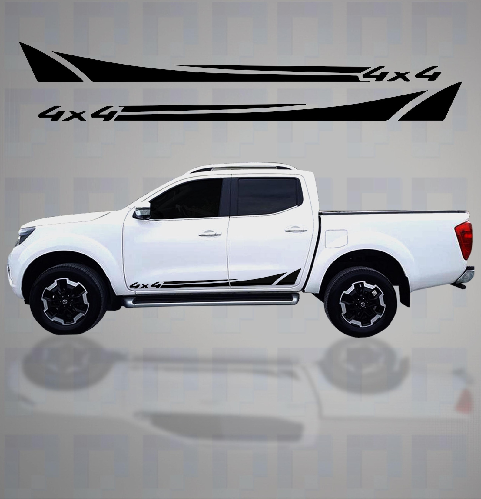 4x4 Design Stripes Vinyl Decals for Nissan Navara Third Generation (D23 ...
