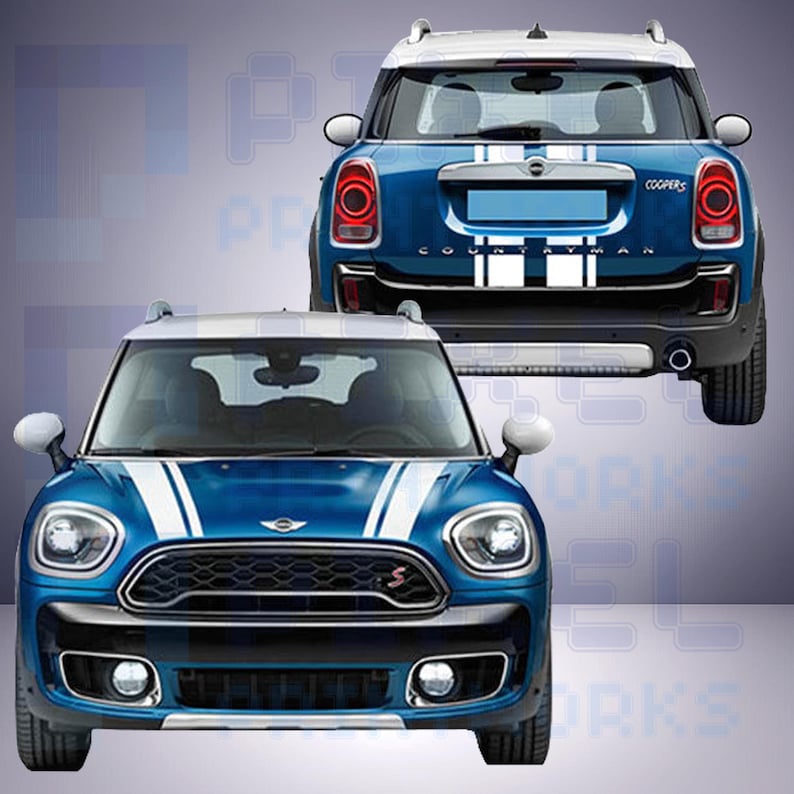 Bonnet & Boot Stripe Decals for Mini Cooper Countryman Full Kit - Vinyl ...