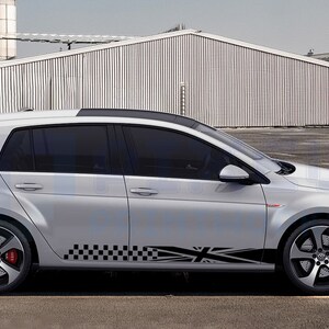 VW Golf Side Stripe Vinyl Decals – Racing Chequered Union Jack Design ...