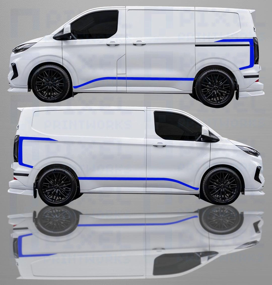 Ford Transit Custom 2023–2025 Side Stripes Vinyl Decal Kit – LWB & SWB ...