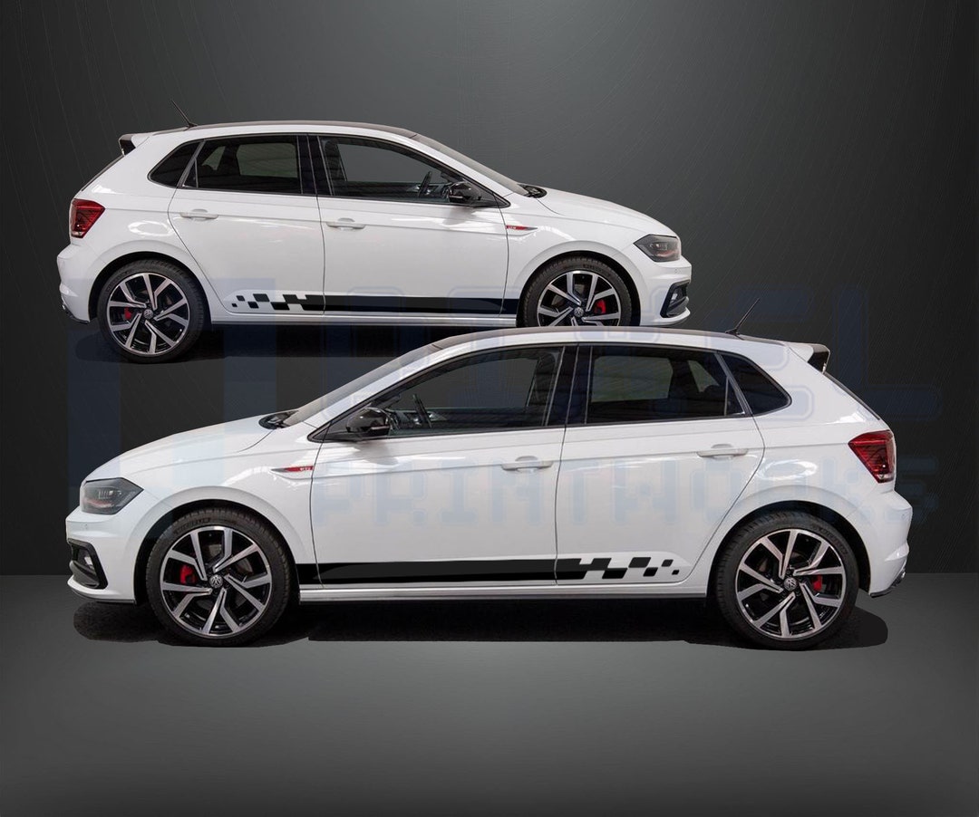 VW Polo Side Stripe Decals – Full-length Alt Chequered Design (fits MK5 ...