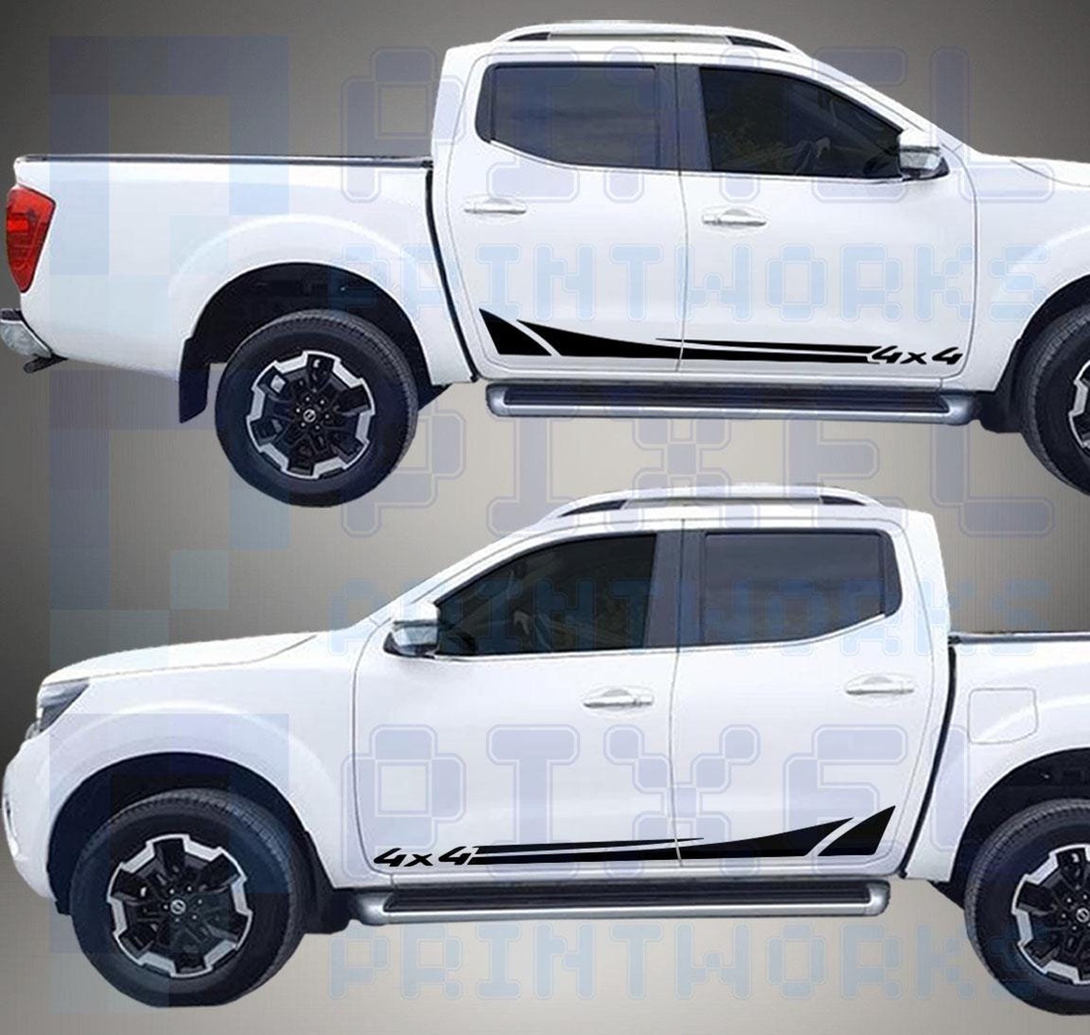 4x4 Design Stripes Vinyl Decals for Nissan Navara Third Generation (D23 ...