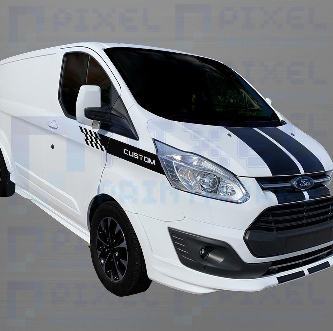 Ford Transit Custom Bonnet & Front Quarter Stripe Bundle With Checkers ...