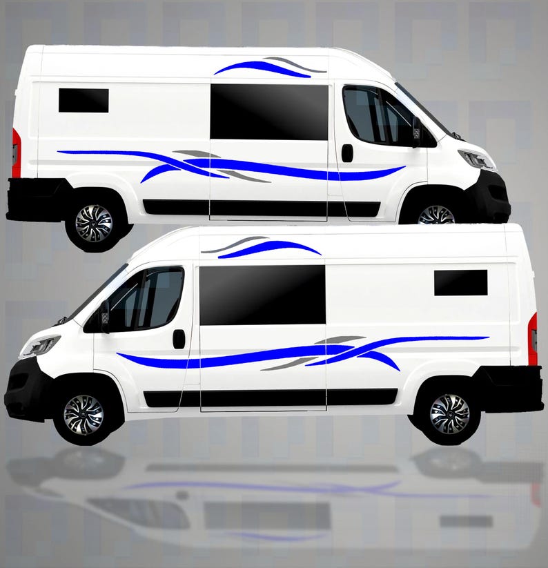 LWB Camper Vinyl Graphics Kit – 4pc Triple Wave Stripe Decal Set by ...