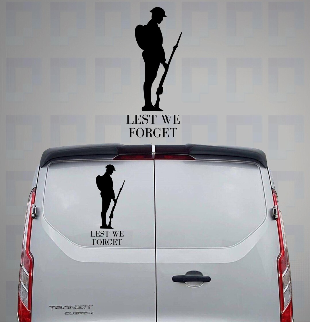 Lest We Forget Soldier Vinyl Decal - Remembrance Tribute for Vehicles ...