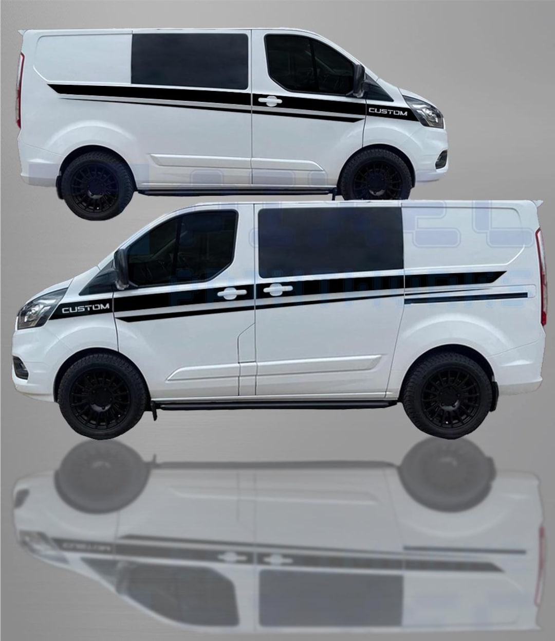 Ford Transit Custom MK8 XL Side Stripe With CUSTOM Text – Vinyl Decal ...