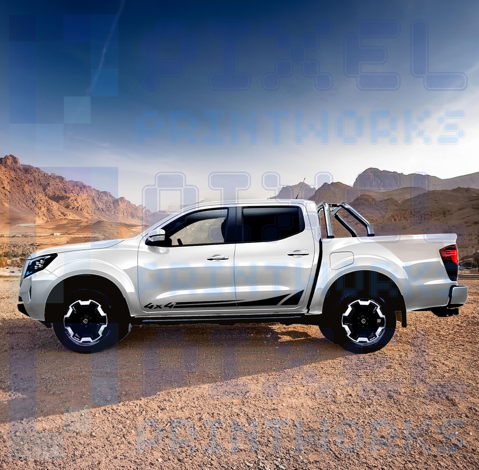 4x4 Design Stripes Vinyl Decals for Nissan Navara Third Generation (D23 ...