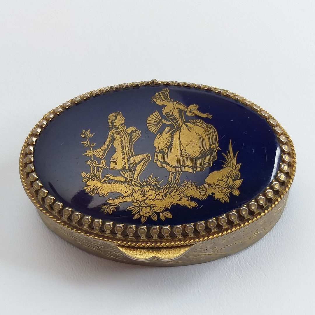 Vintage Cobalt Blue Pill Box: Victorian Style Trinket Container - Etsy