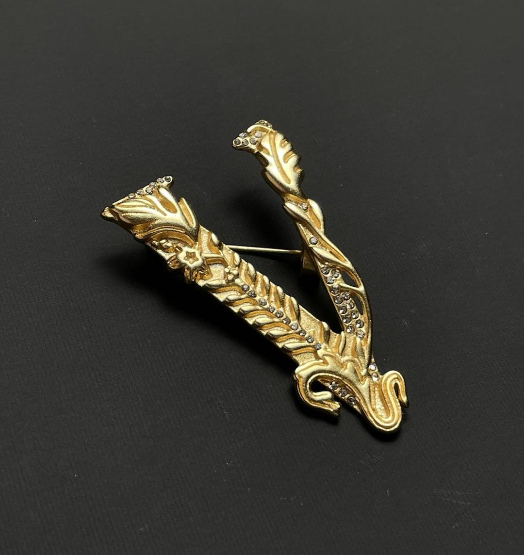 Excellent Rare Versace Brooch With Gold Color With Stones - Etsy