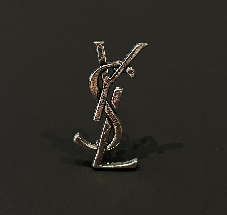 YSL Excellent Vintage Rare Brooch Yves Saint Laurent Silver Tone Estate ...