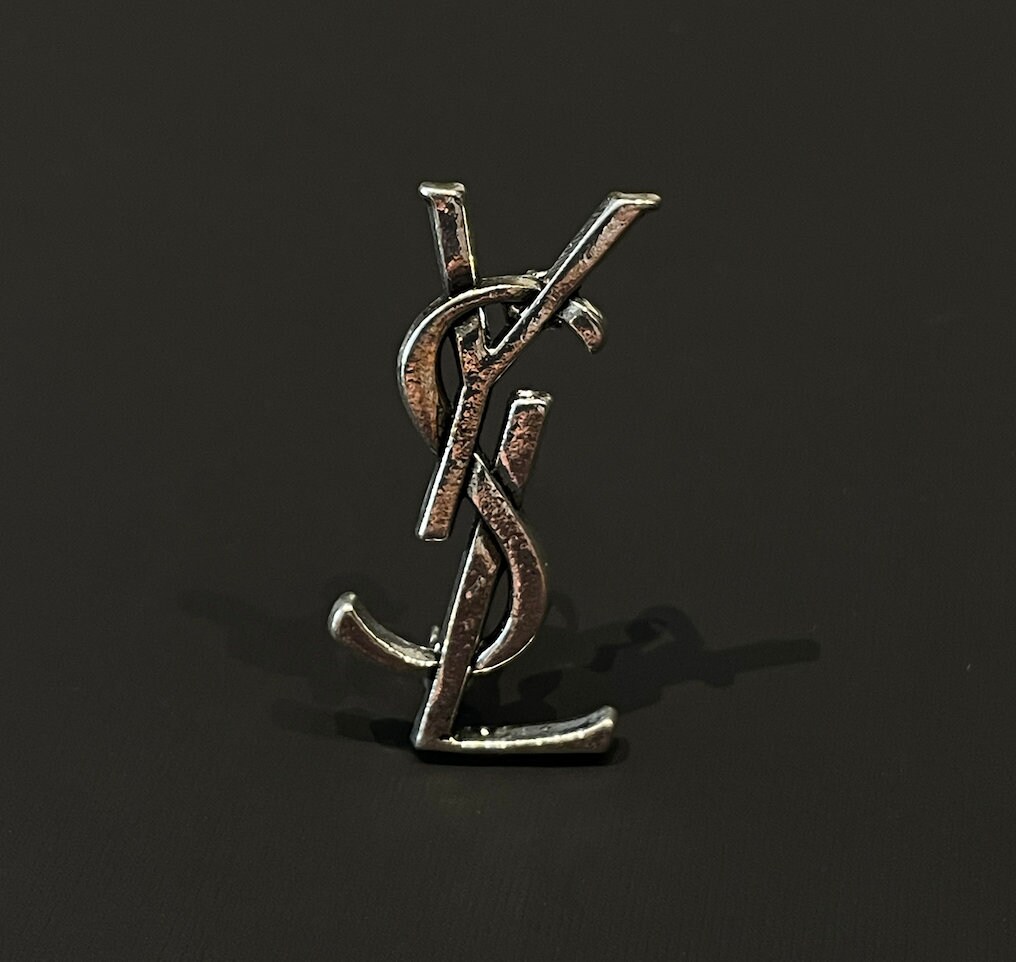 YSL Excellent Vintage Rare Brooch Yves Saint Laurent Silver Tone Estate ...