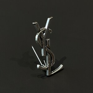 YSL Excellent Vintage Rare Brooch Yves Saint Laurent Silver Tone Estate ...
