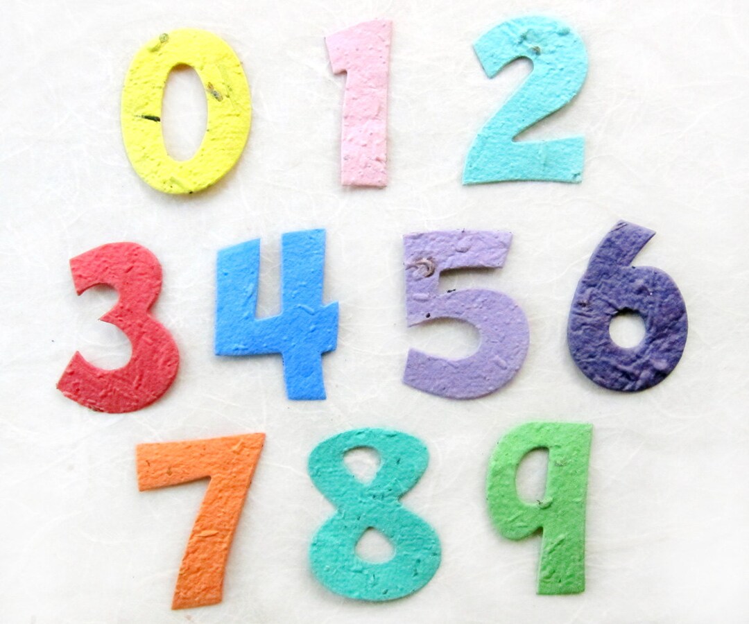 25 Rainbow Seed Paper Numbers - Birthday Party Favors - Cupcake Toppers ...
