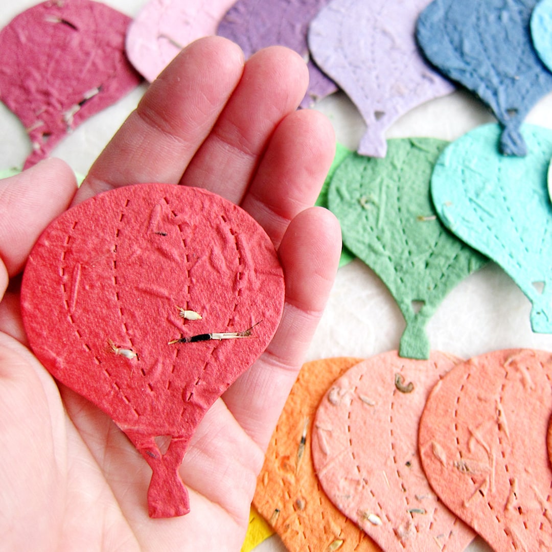 12 Flower Seed Paper Hot Air Balloon Favors - Eco-friendly Party Decor ...