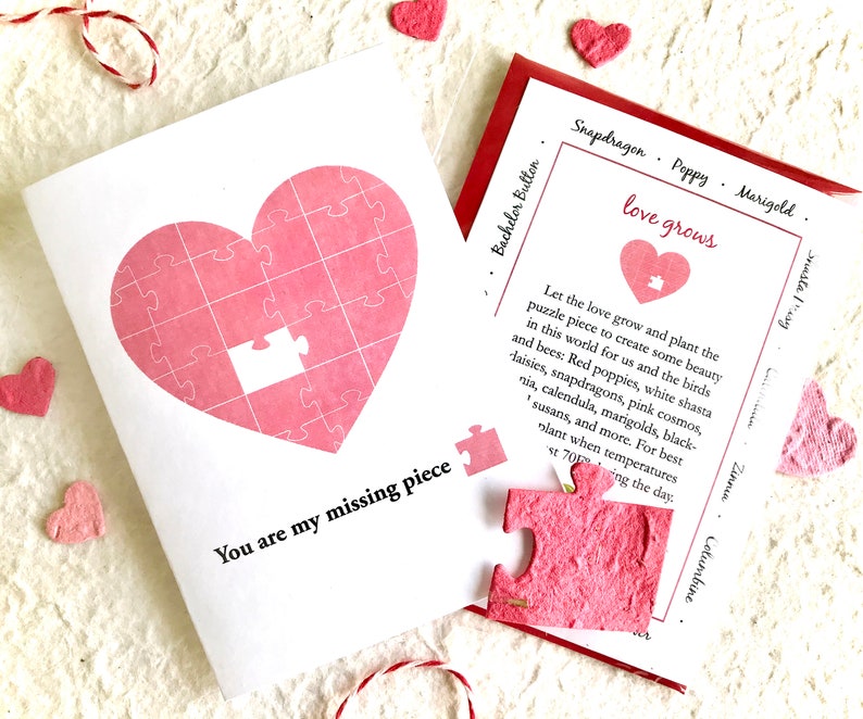You Are My Missing Piece Seed Paper Love Card Missing - Etsy