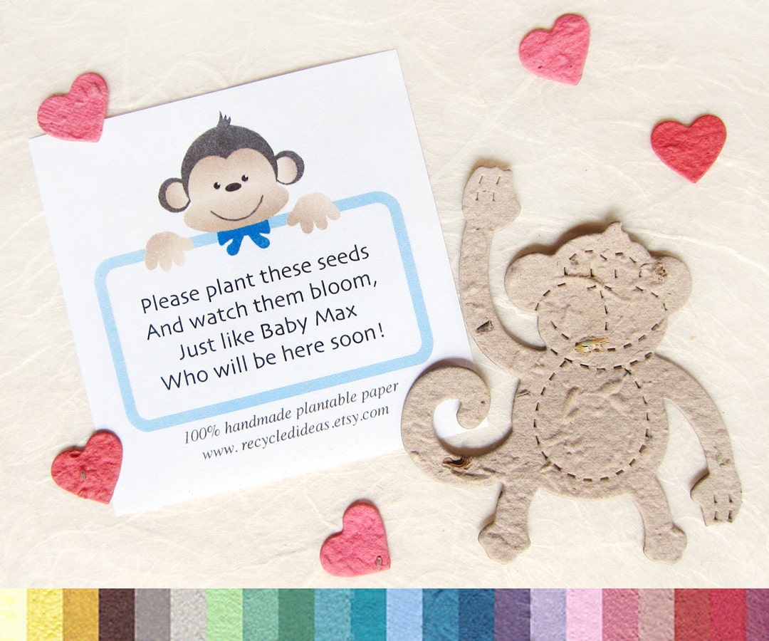12 Seed Paper Monkeys Baby Shower Favors With Personalized - Etsy