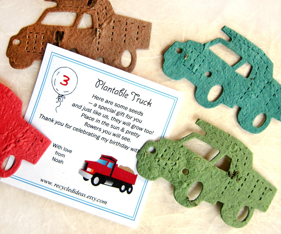 Seed Paper Trucks – Construction Birthday, Plantable Flower Seeds - 20 ...