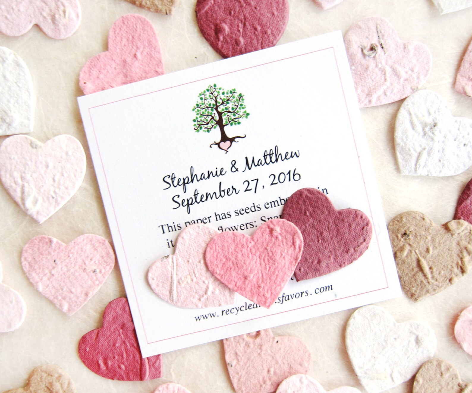 10 Personalized Flower Seed Paper Confetti Packets Hearts - Etsy