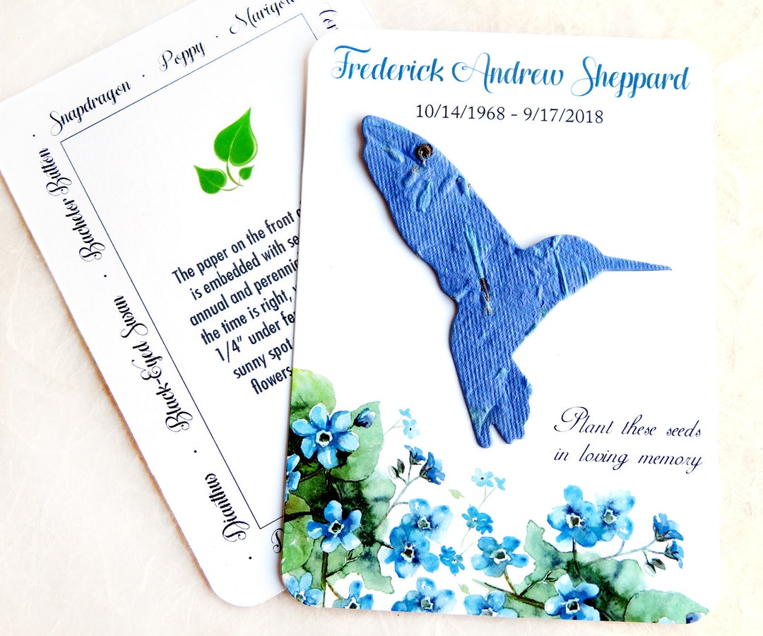 50 Plantable Hummingbird Memorial Cards - Flower Seed Paper ...