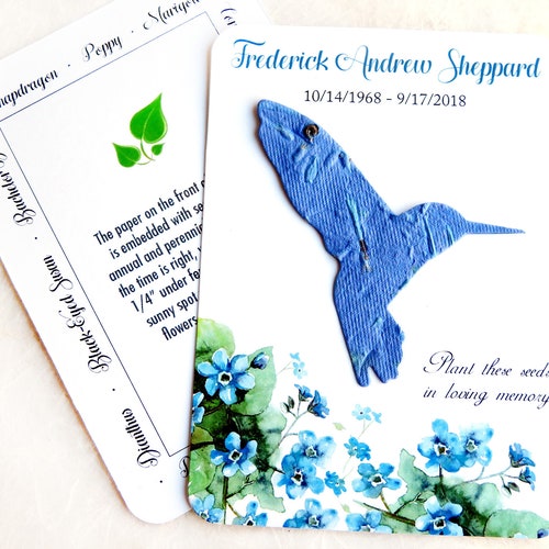 50 Plantable Hummingbird Memorial Cards Flower Seed Paper - Etsy