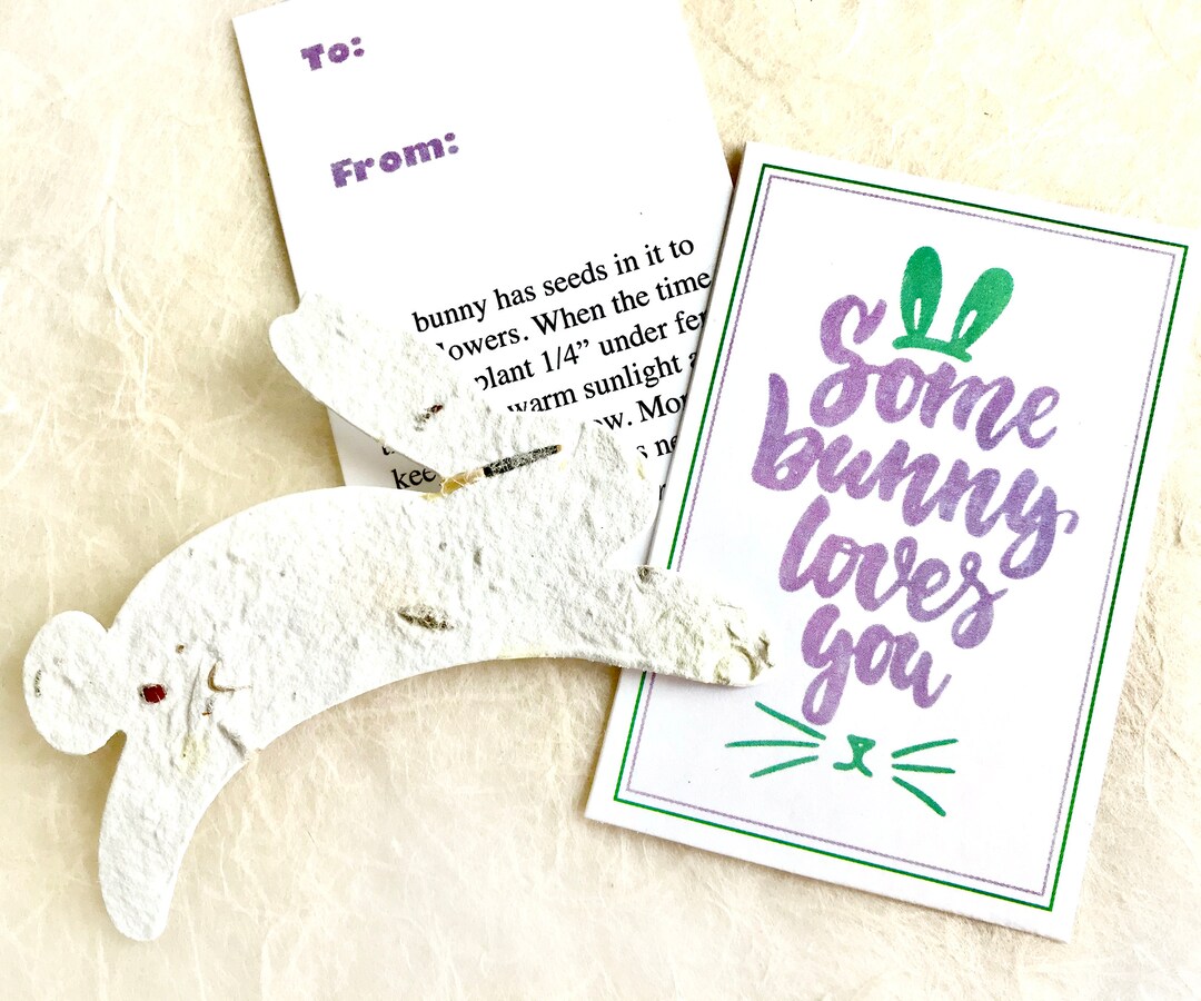 12 Flower Seed Paper Bunny Cards - Easter Basket Gift - Some Bunny ...