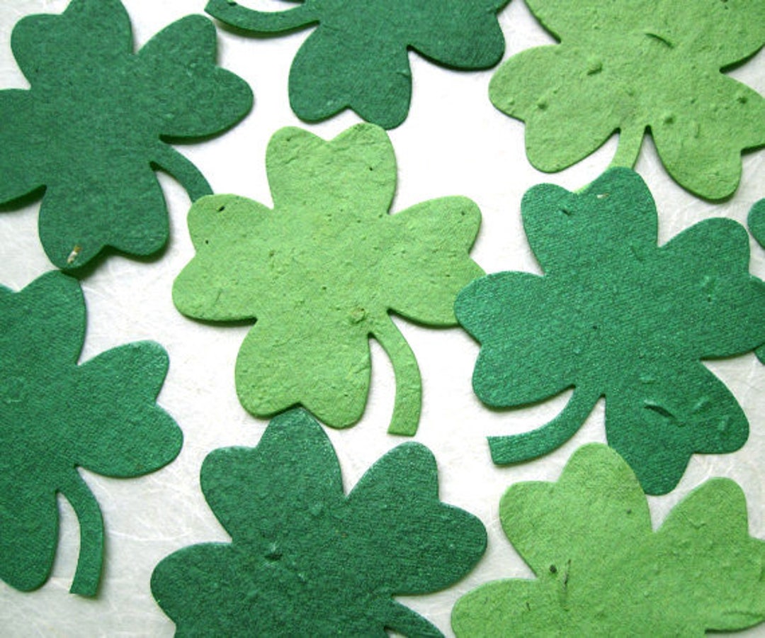BIG Flower Seed Paper Clovers - Celtic Wedding Favors - Lucky Four Leaf ...
