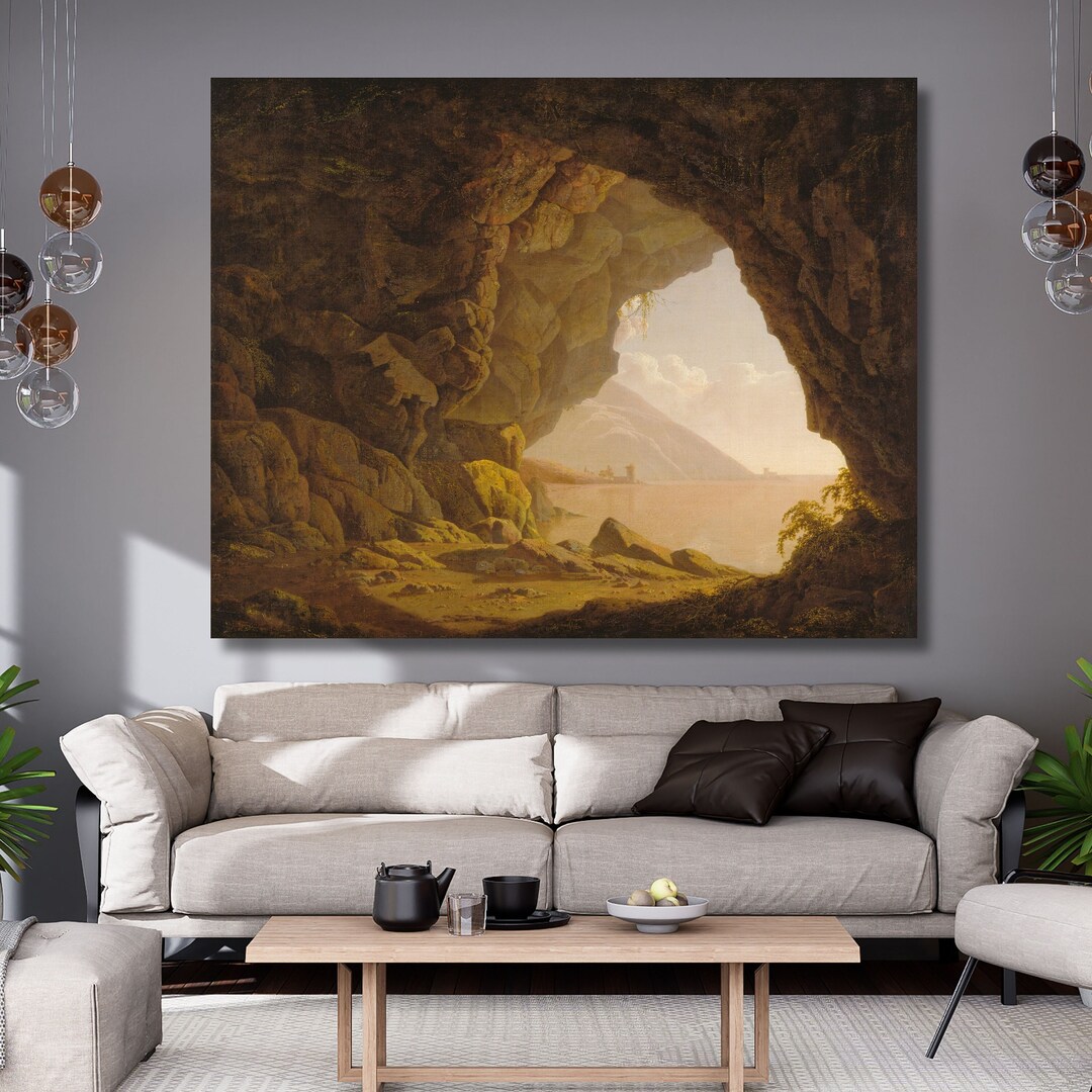 Joseph Wright of Derby-a Cave in the Gulf of Salerno at Sunset (1774 ...