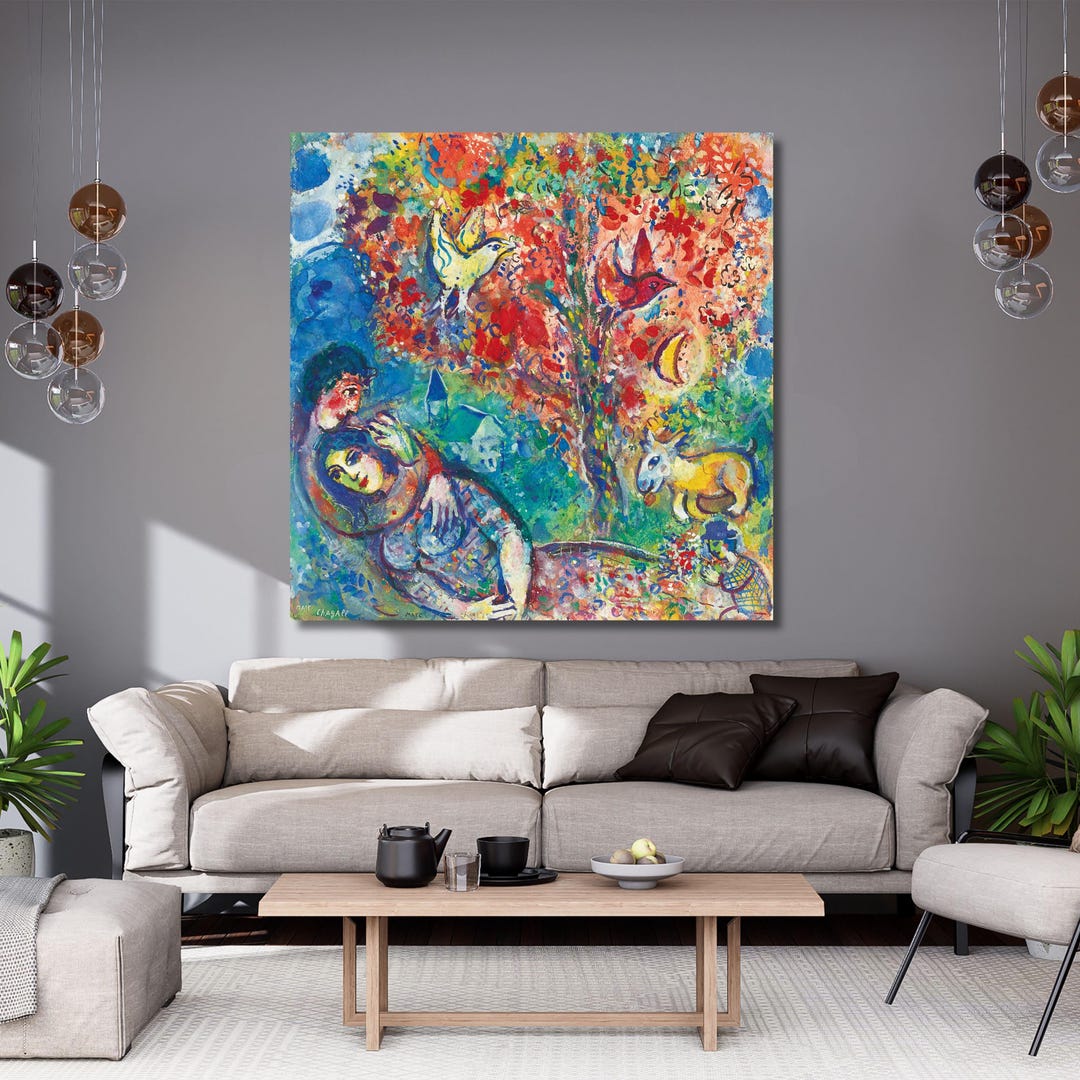 Marc Chagall-couple Under Tree Art Print,marc Chagall Canvas Wall Art ...