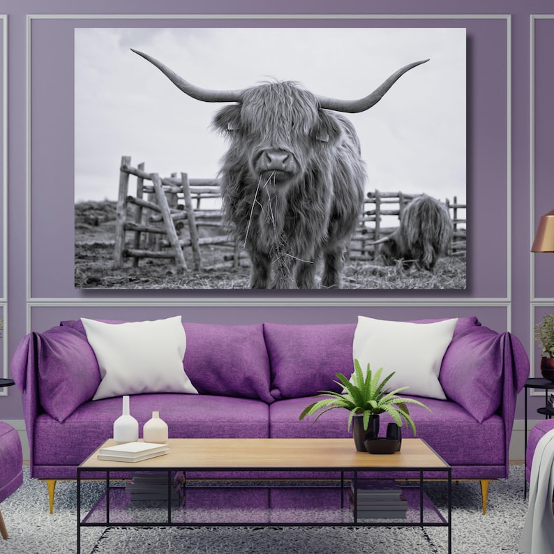 Highland Cow Wall Art,highland Cow Canvas,american Buffalo Print ...